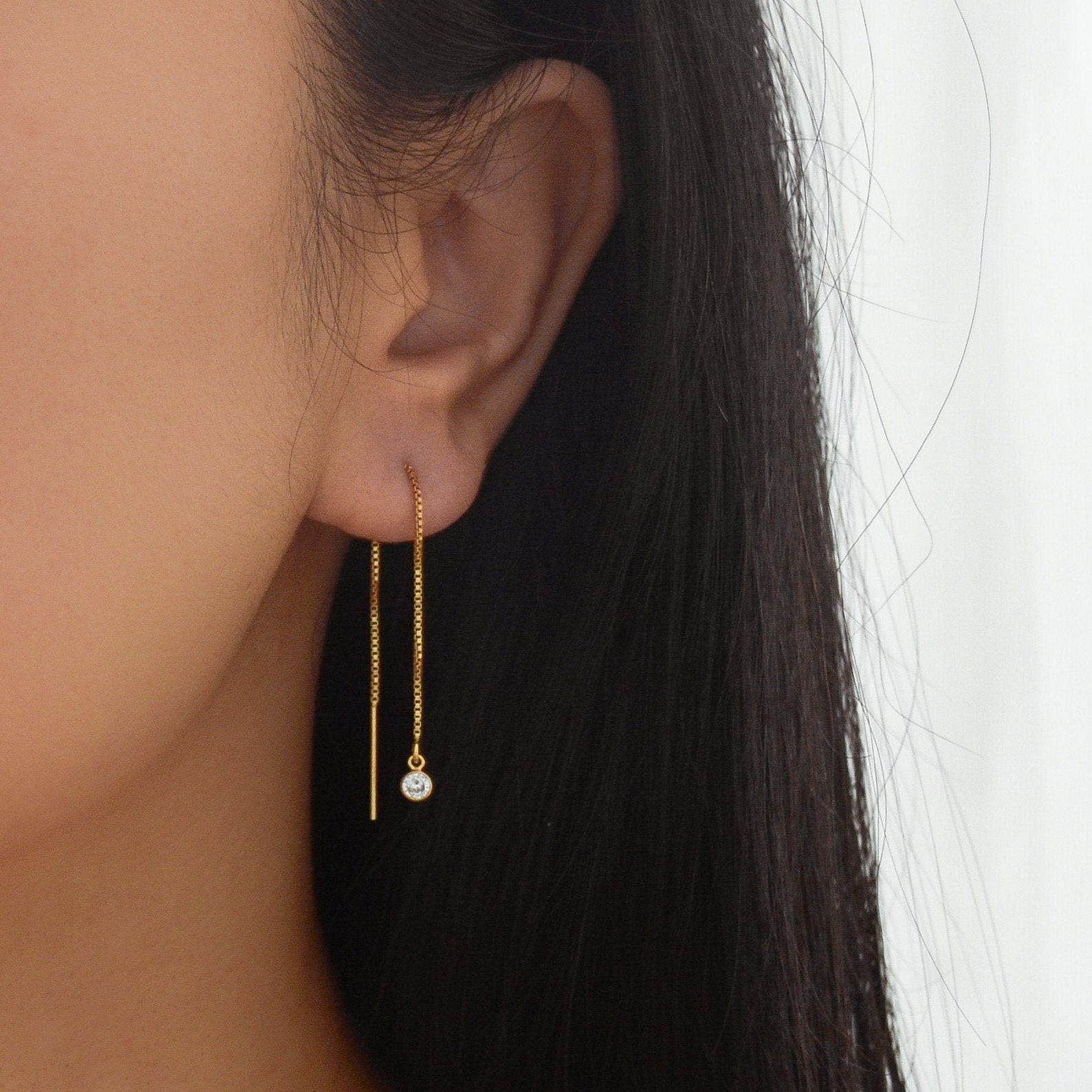 Threader Earrings Gold Threader Earrings Gold Filled - Etsy