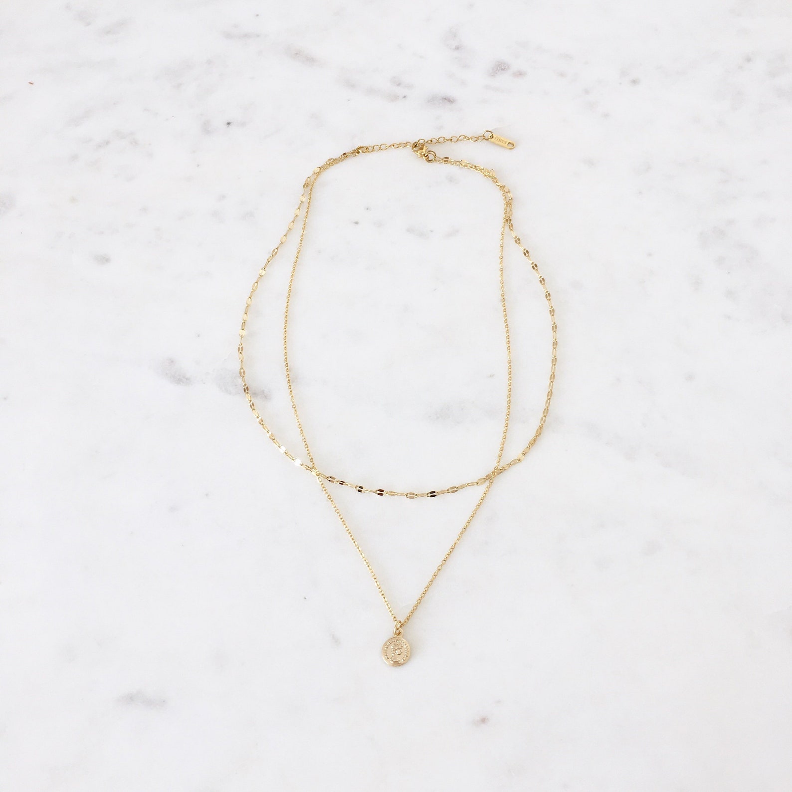 Small Gold Coin Necklace Set - Gold Elizabeth Necklace, Coin Pendant ...