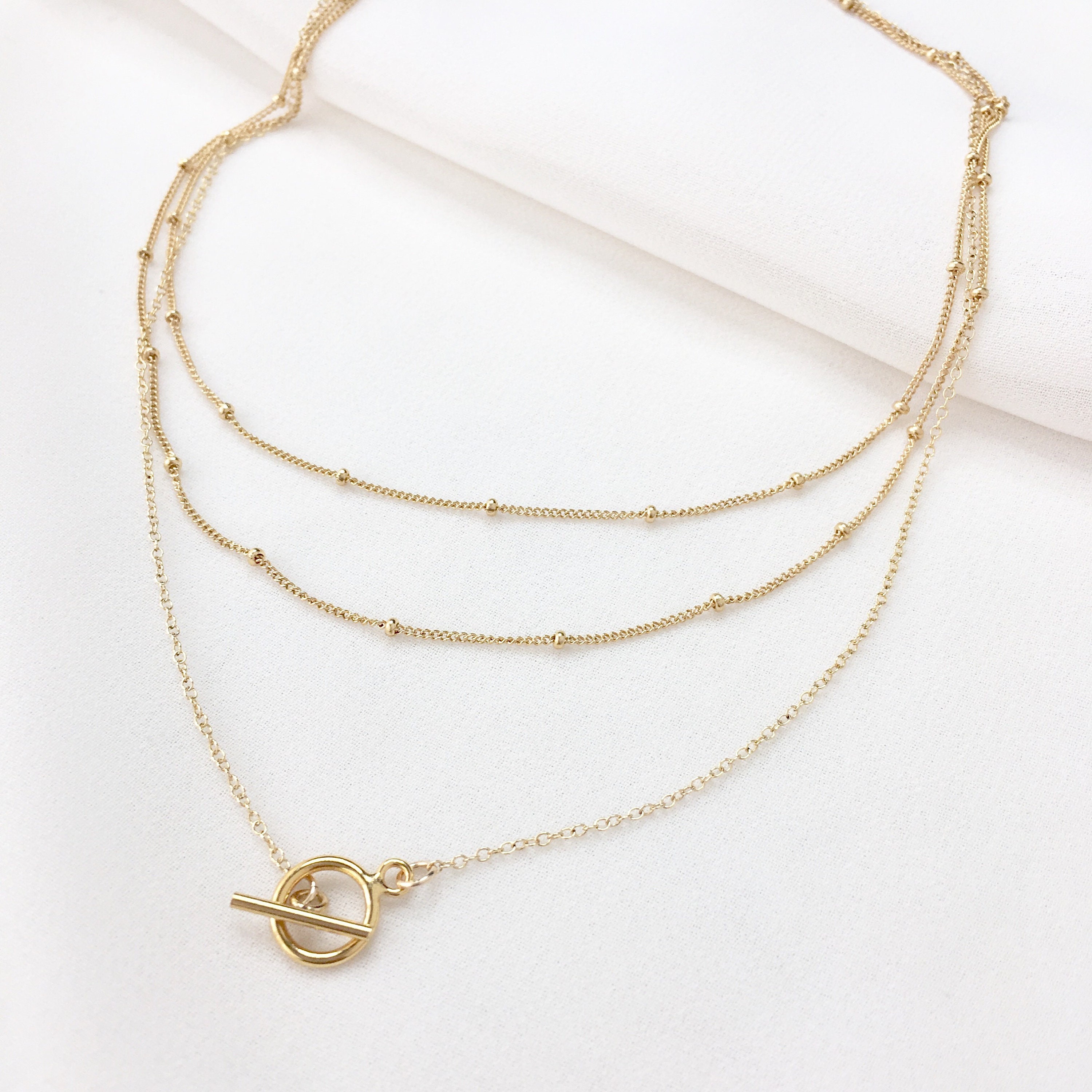 Toggle Layering Necklace Set - Gold Chain Necklace, Gold Layered ...