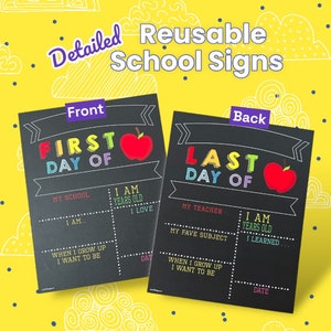 Reusable 2-in-1 COLOR or MONOCHROME First & Last Day of School Sign ...
