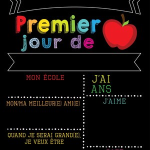 FRENCH First Day of School Sign, First Day of School Francais, Sign in ...