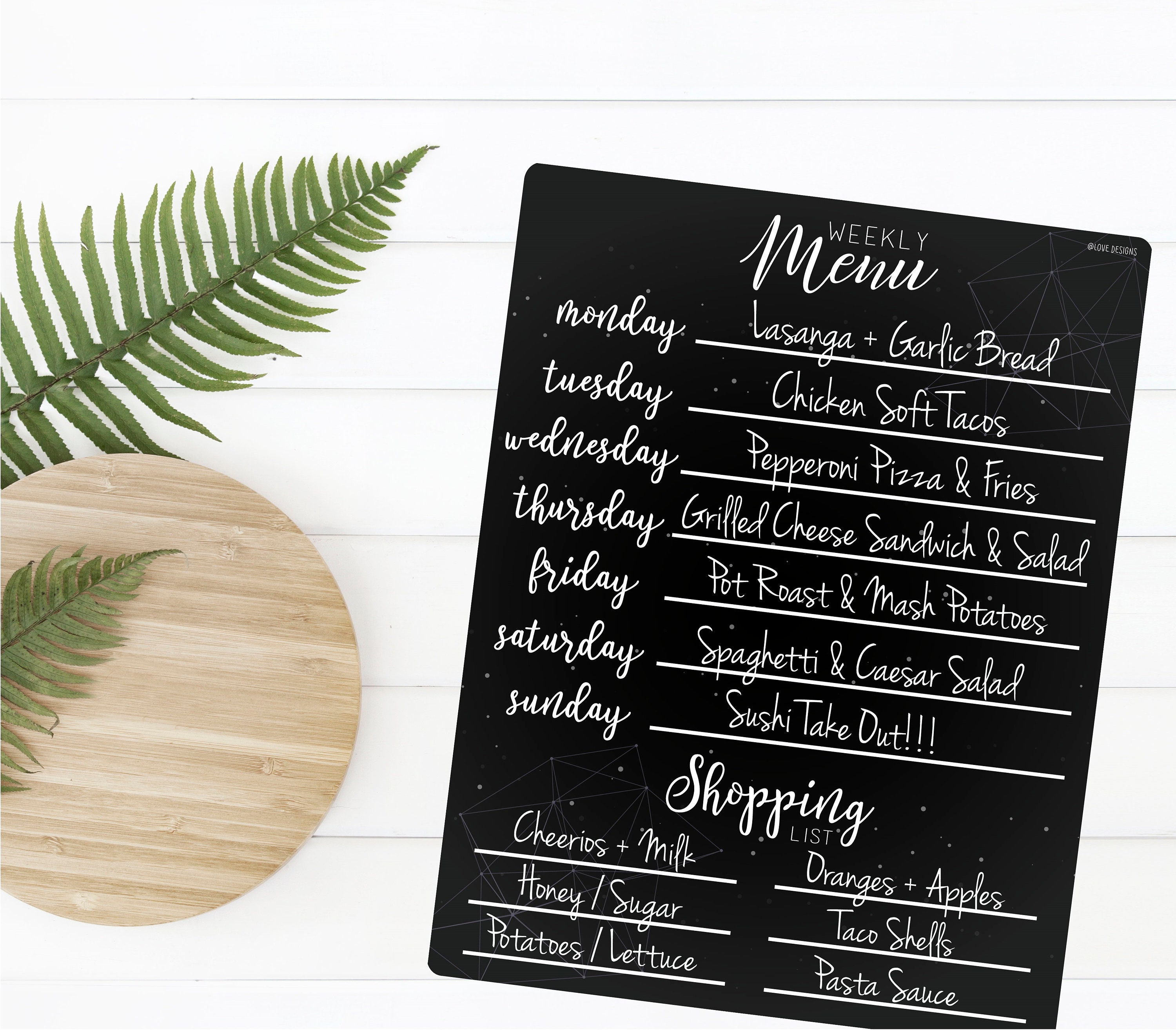 Reusable Weekly Meal Planner Chart Organizer Family | Etsy