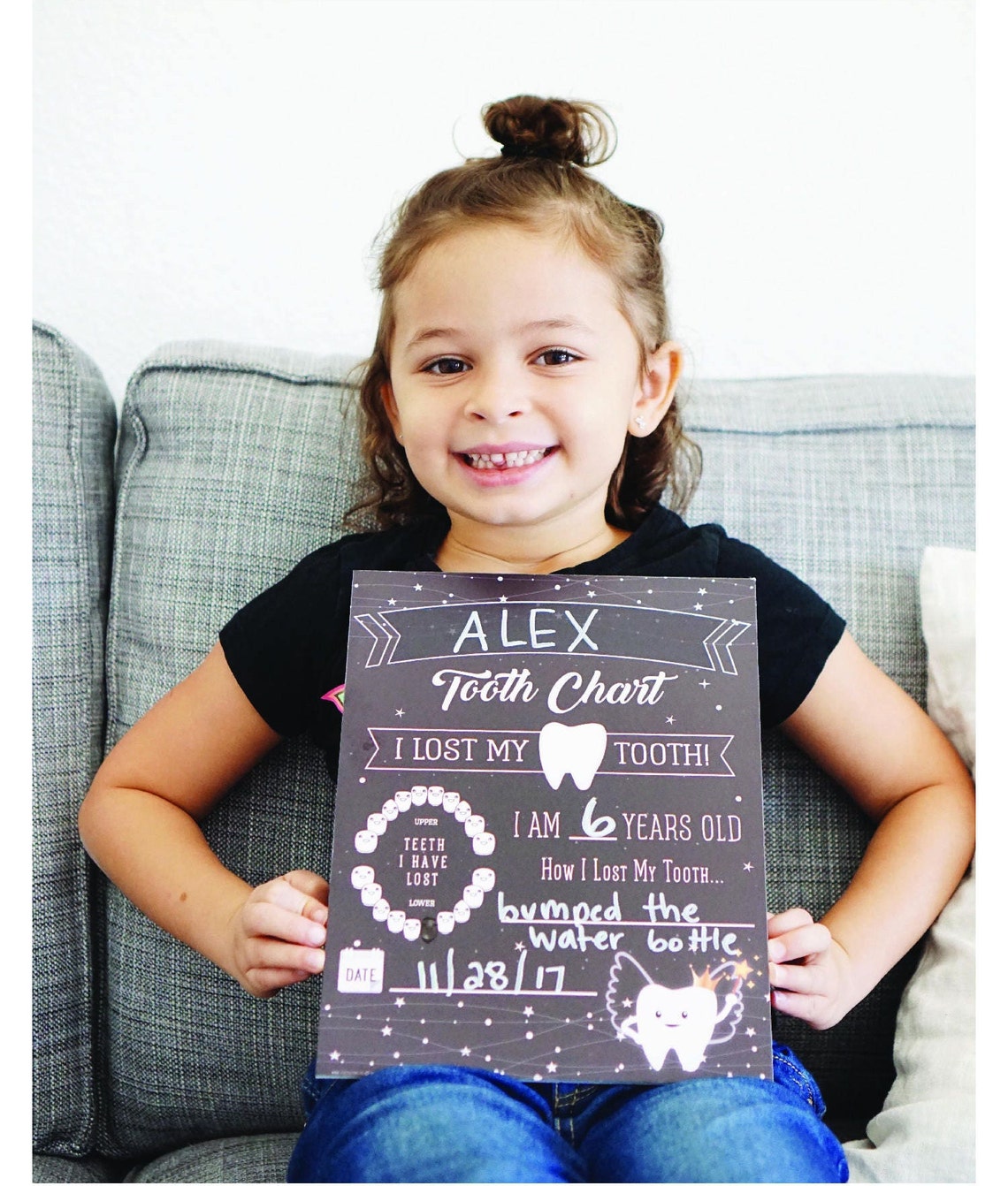 Reusable TOOTH Chart Erasable Sign Includes White Chalk Crayon Mimics ...