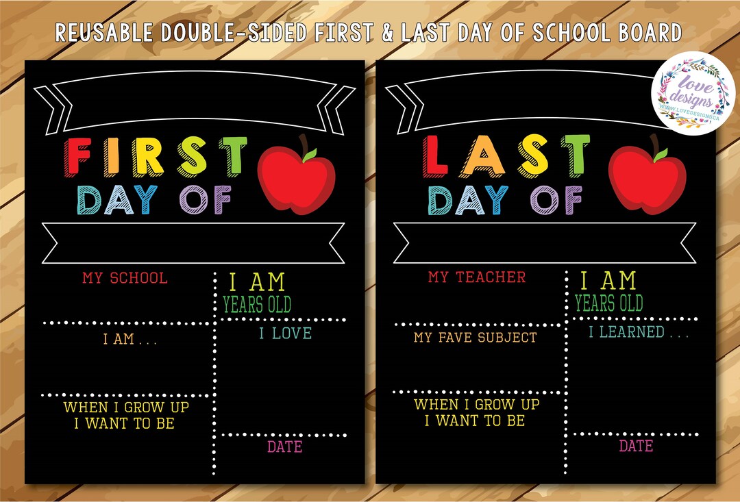 2-in-1 Reusable Back to School Sign First & Last Day of - Etsy