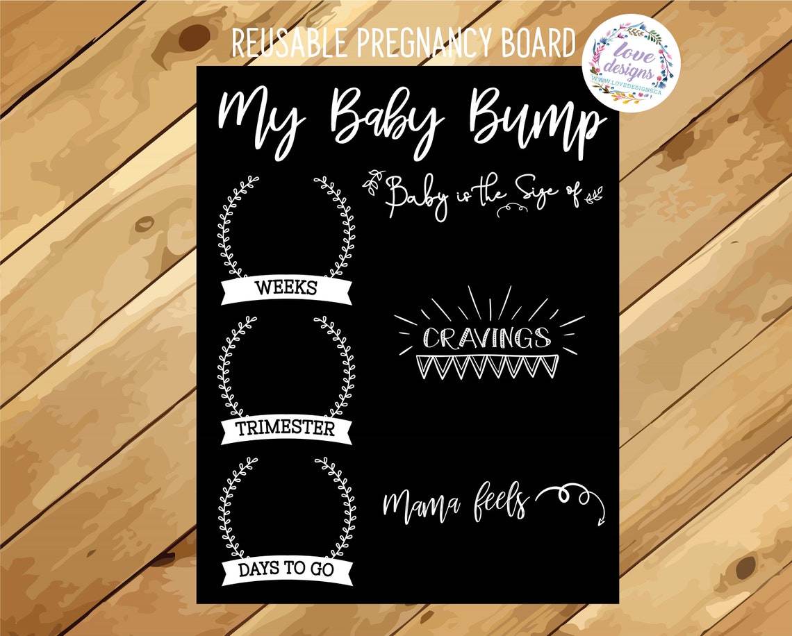 PREGNANCY Milestone Baby Sign Includes White Chalk Crayon Mimics ...