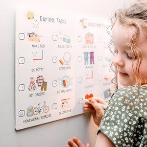 Reusable Routine Chart Whiteboard, Checklist, Kids Chore Board, Chores ...