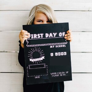 2-in-1 MONOCHOME Reusable First & Last Day of School Sign, First Day of ...