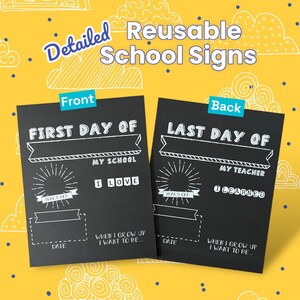 Reusable 2-in-1 COLOR or MONOCHROME First & Last Day of School Sign ...