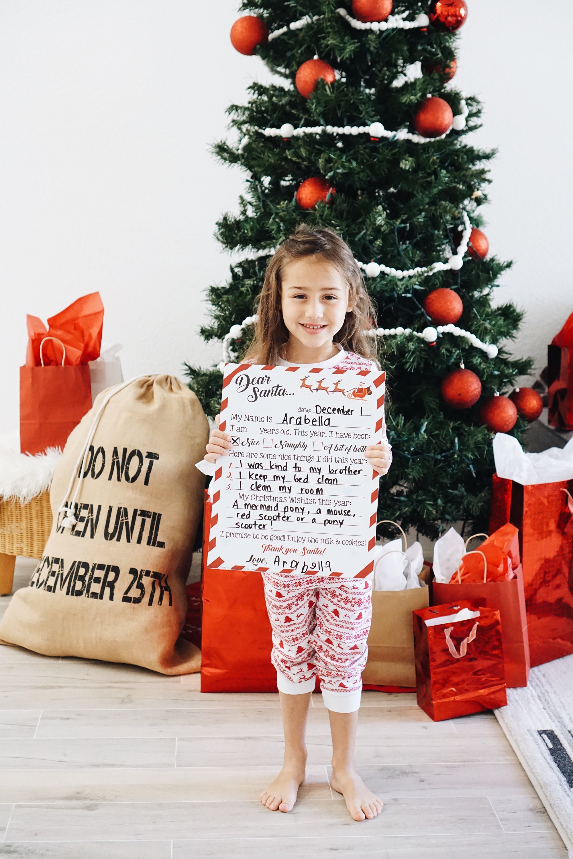 Reusable CHRISTMAS Wish List Sign With FREE Marker, Dear Santa, Letter ...