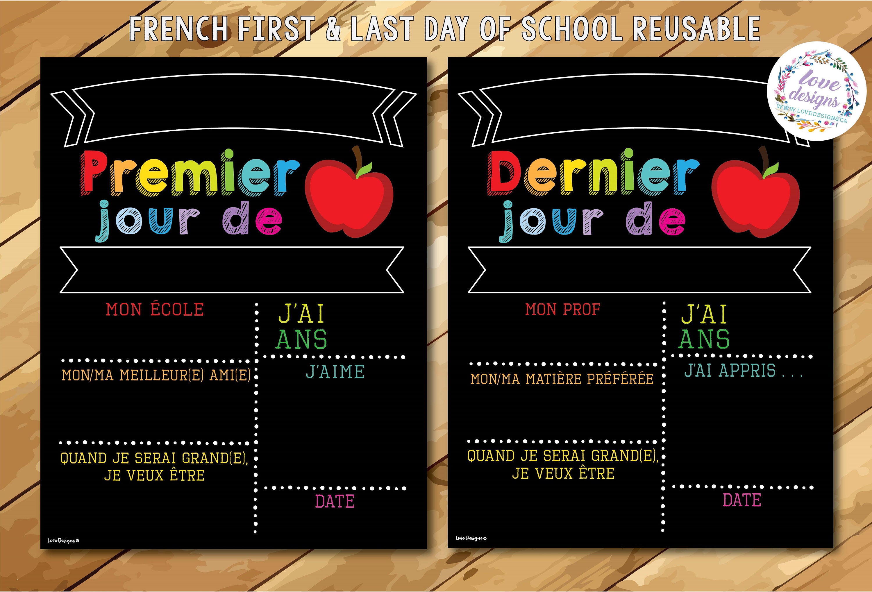 2-in-1 FRENCH First Day of School Sign First Day of School | Etsy