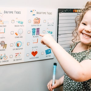 Reusable Routine Chart Whiteboard, Checklist, Kids Chore Board, Chores ...