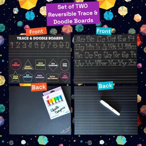 Reusable Trace & Doodle Boards (set of 2 = 4 Sides of Fun), ABC, 123 ...