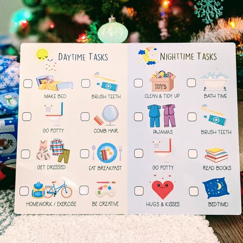 Reusable Routine Chart Whiteboard Checklist Kids Chore | Etsy