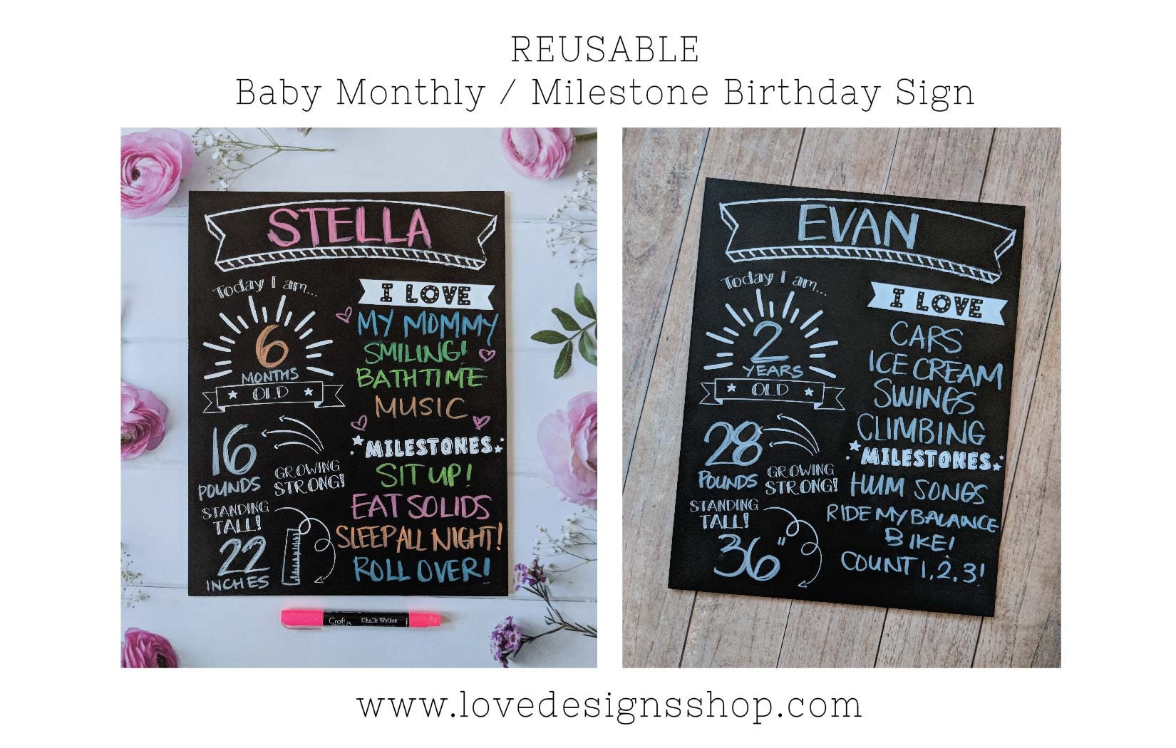 Reusable BABY MONTHLY Birthday Milestone Sign Milestone | Etsy