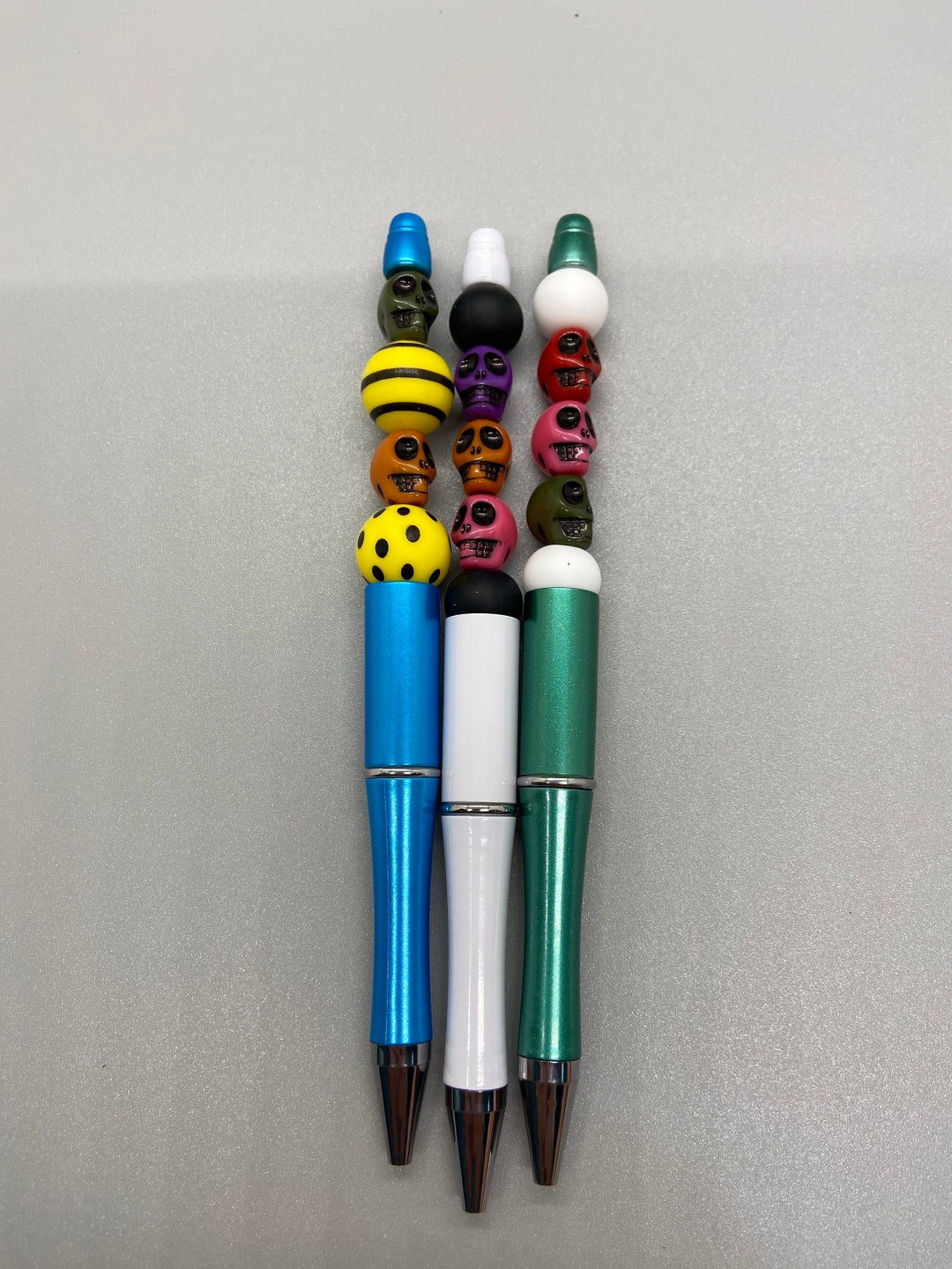 Skull Pen, Skull Beaded Pens, Multi Color Skull Pens, Beaded Pens - Etsy