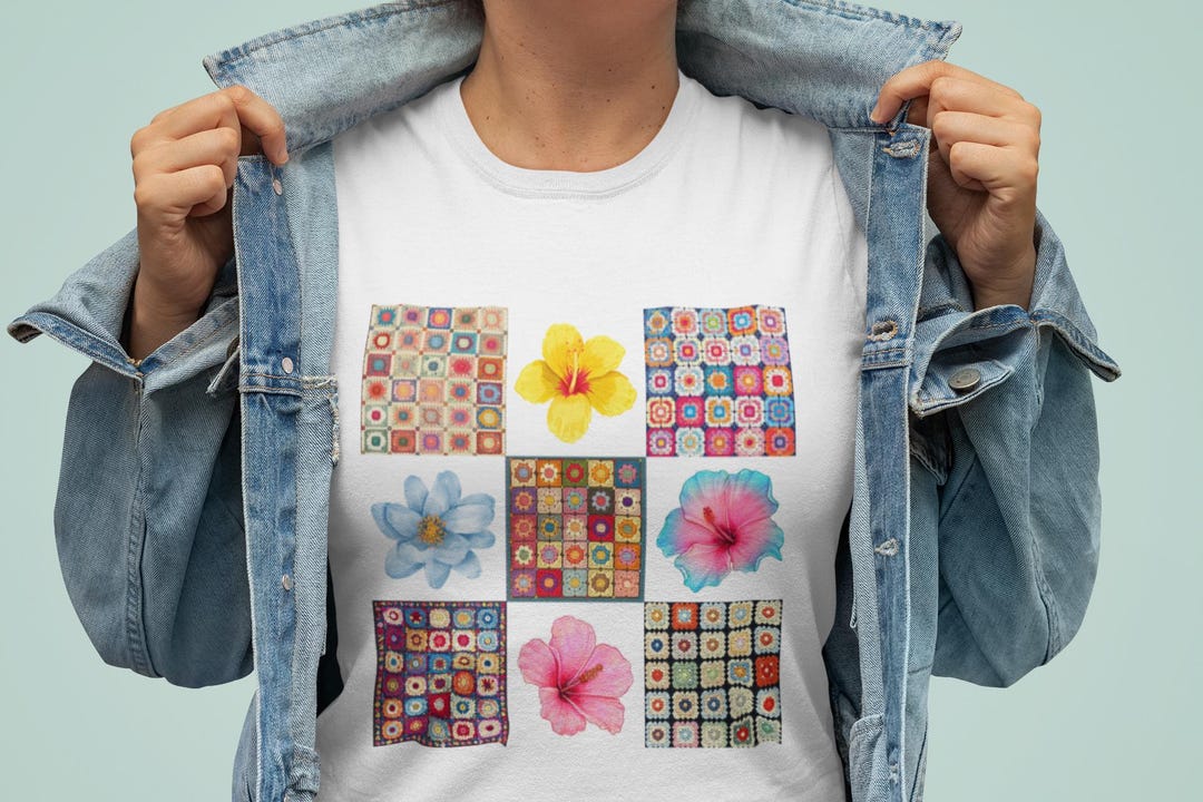 Granny Squares Flowers Checkered PNG, PDF, JPG Digital Download Files ...