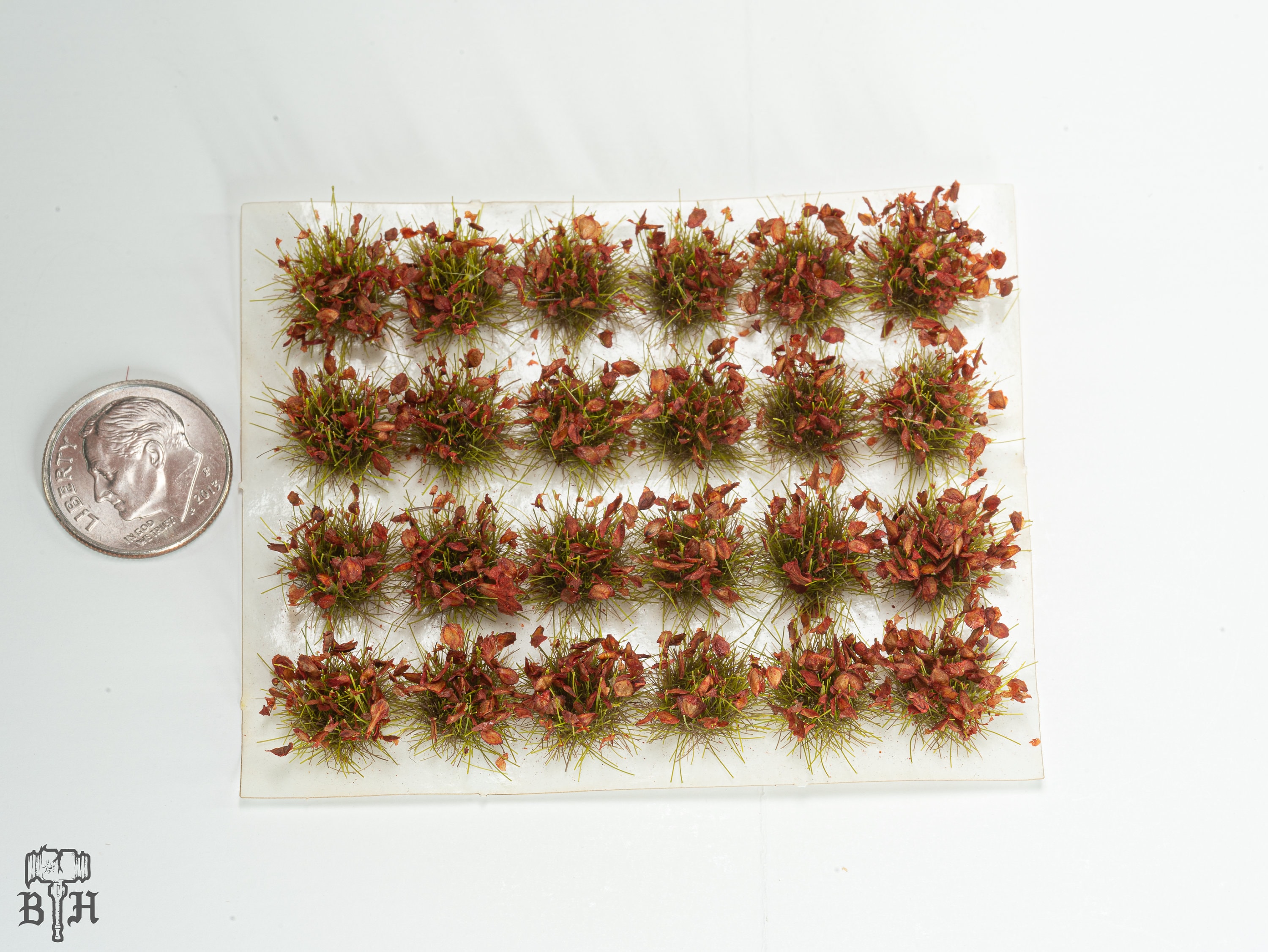 Autumn Frock Red Grass Tufts Set Model Miniature Diorama Basing Terrain ...