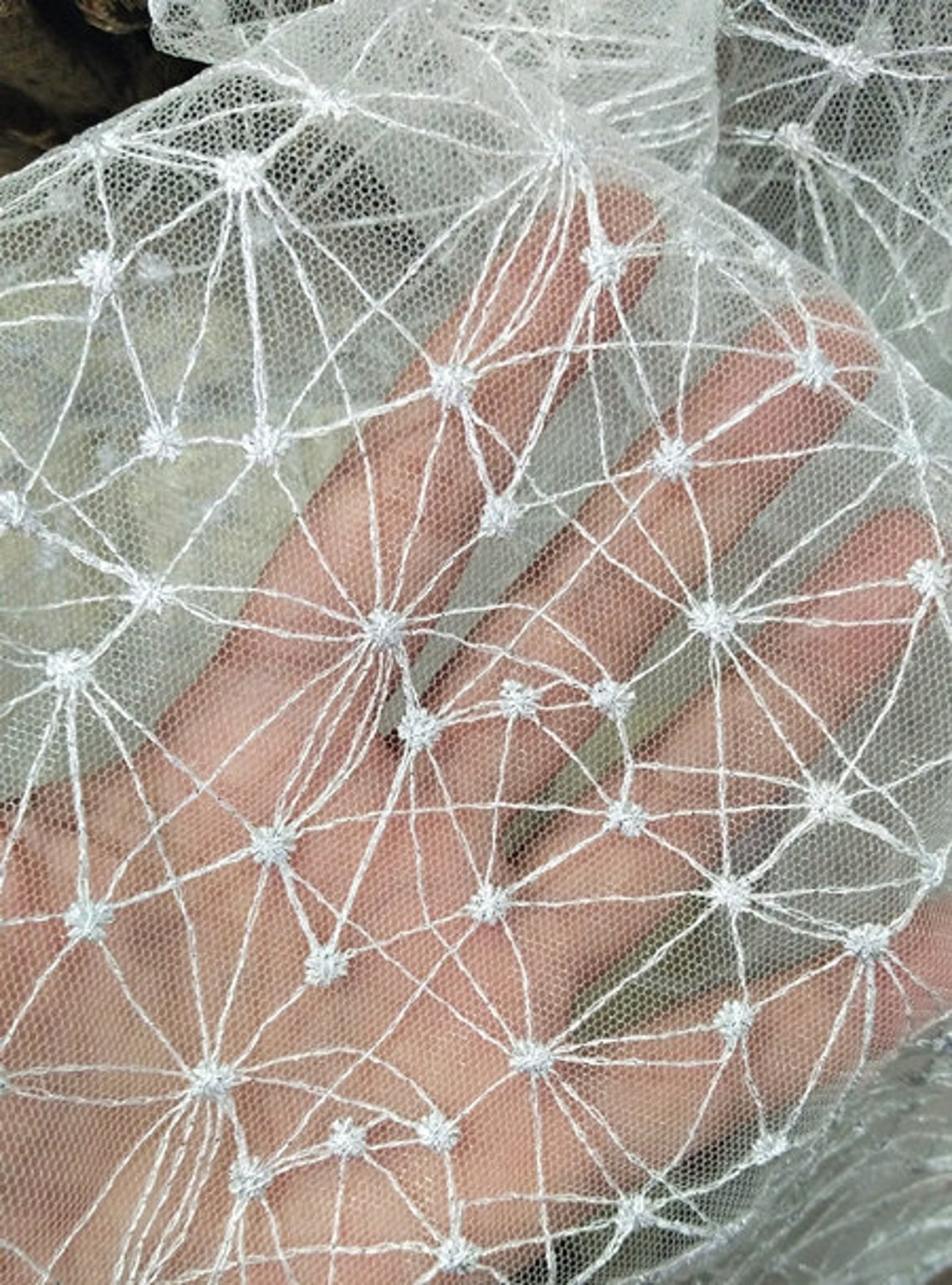 Silver Gold Net Lace Fabric Dot Netting Tulle Bridal Lace - Etsy