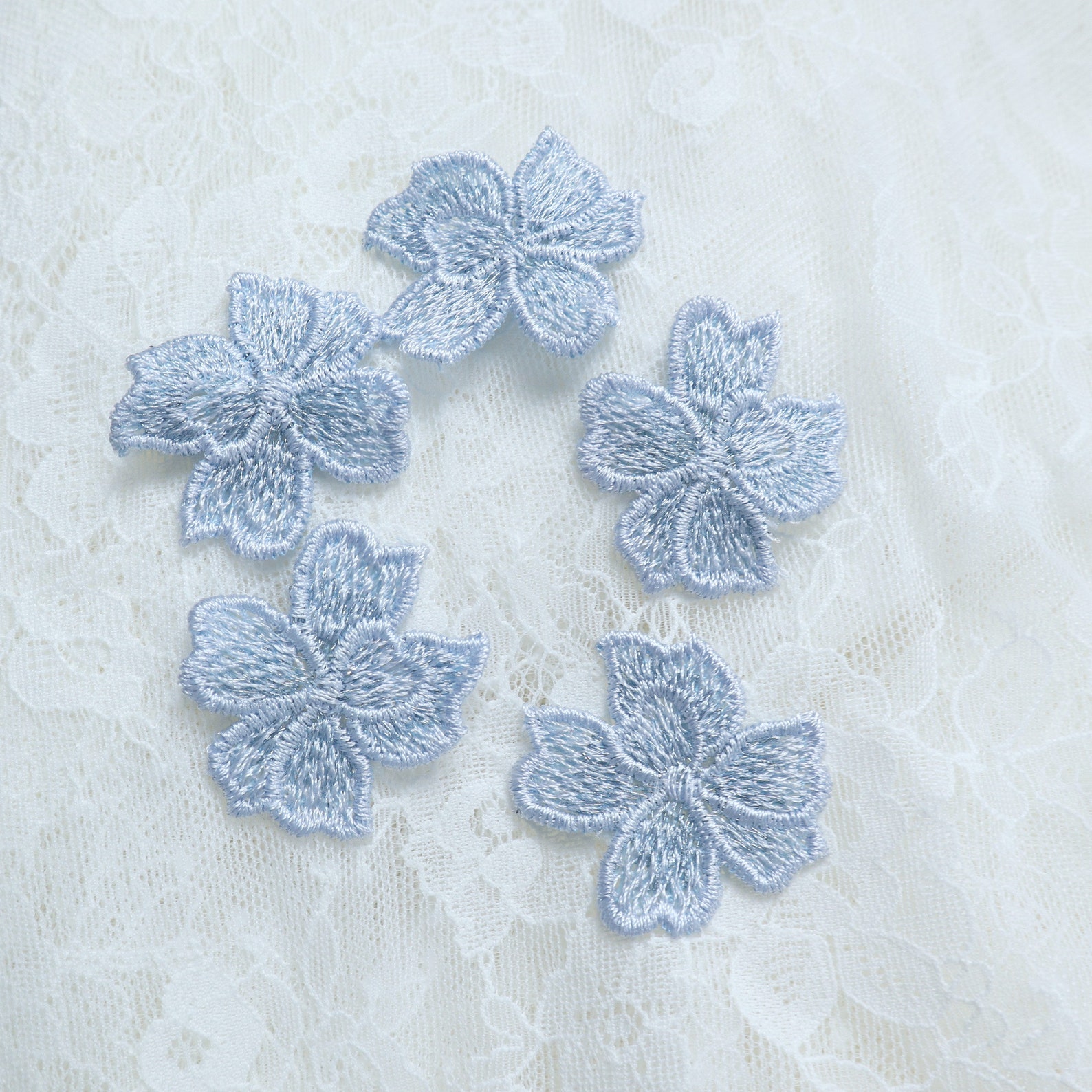 Light Blue Embroidered Flowers Ivory Bridal Wedding - Etsy