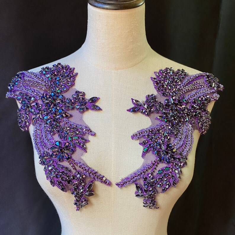 Deluxe Hot Pink Rhinestone Applique Shoulders Sash Collar | Etsy