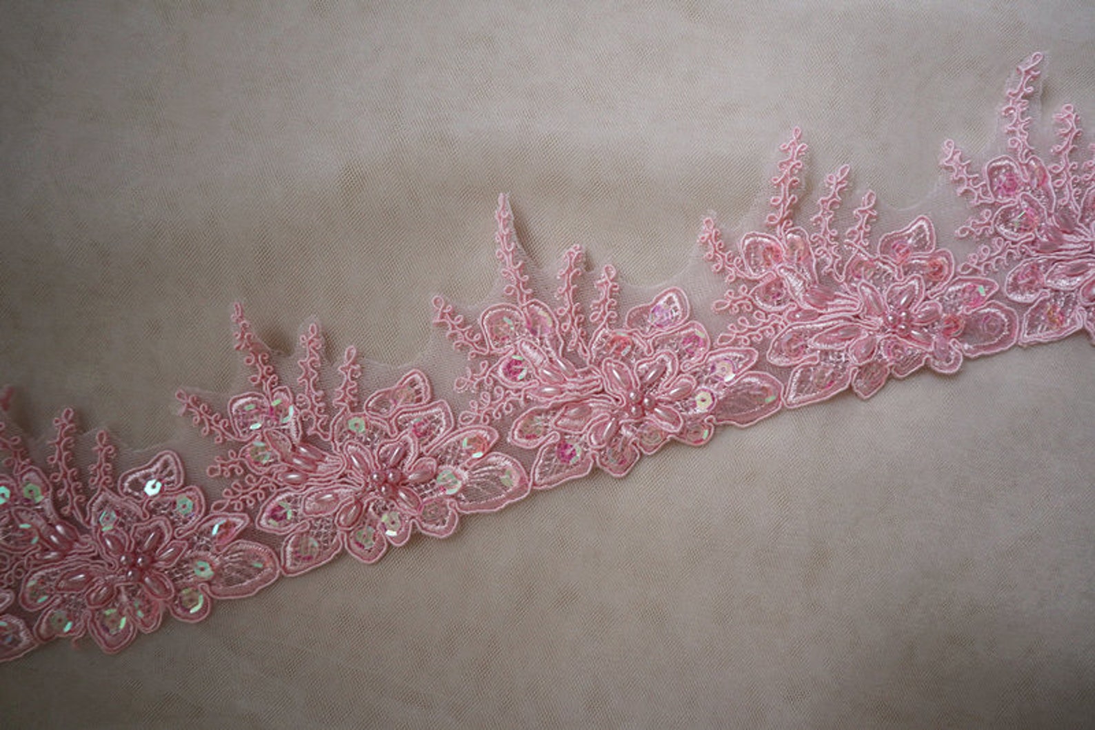 Light Green Lace Trim Cord Alencon French Embroidered Bridal - Etsy