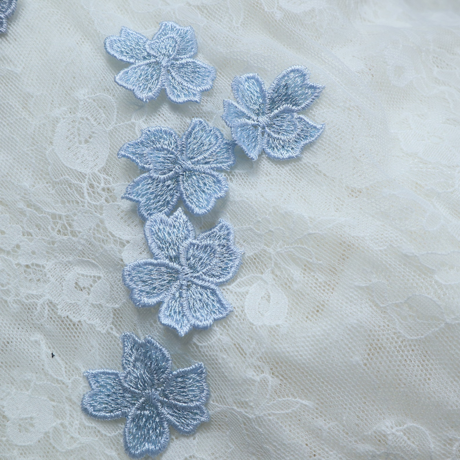 Light Blue Embroidered Flowers Ivory Bridal Wedding - Etsy