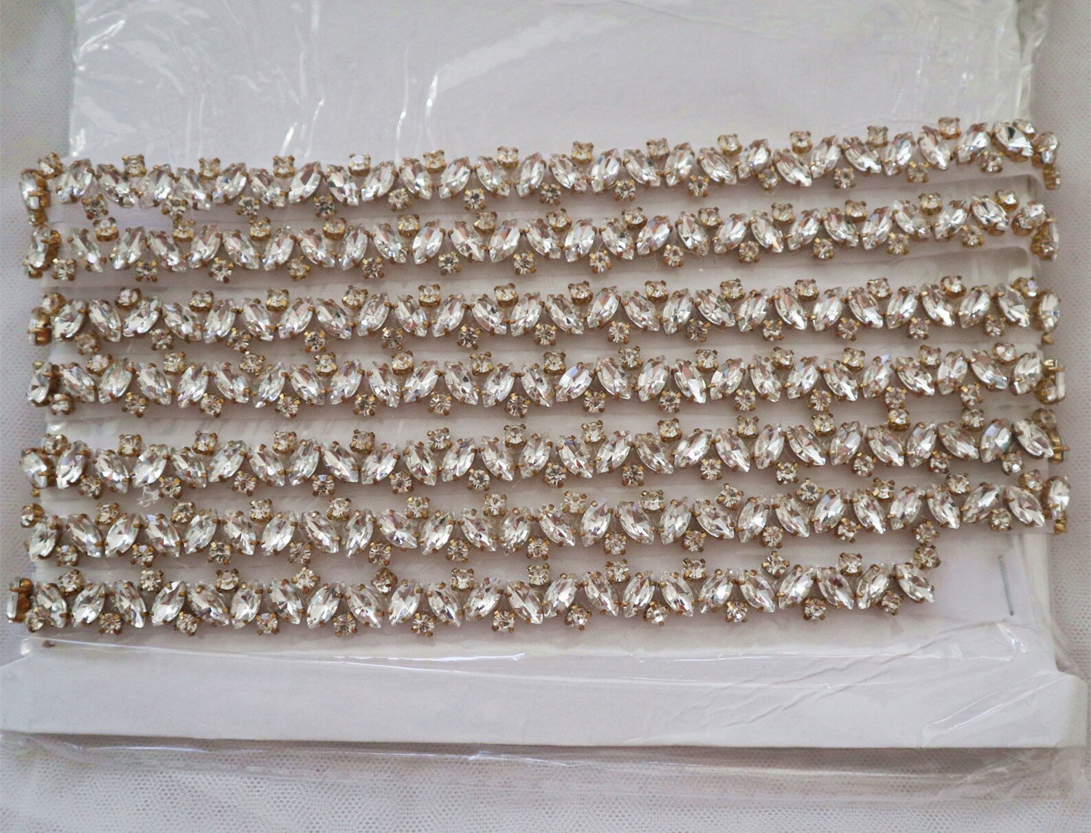 Gold Rhinestone Trim Applique Slim Thin Crystal Beaded Sash | Etsy