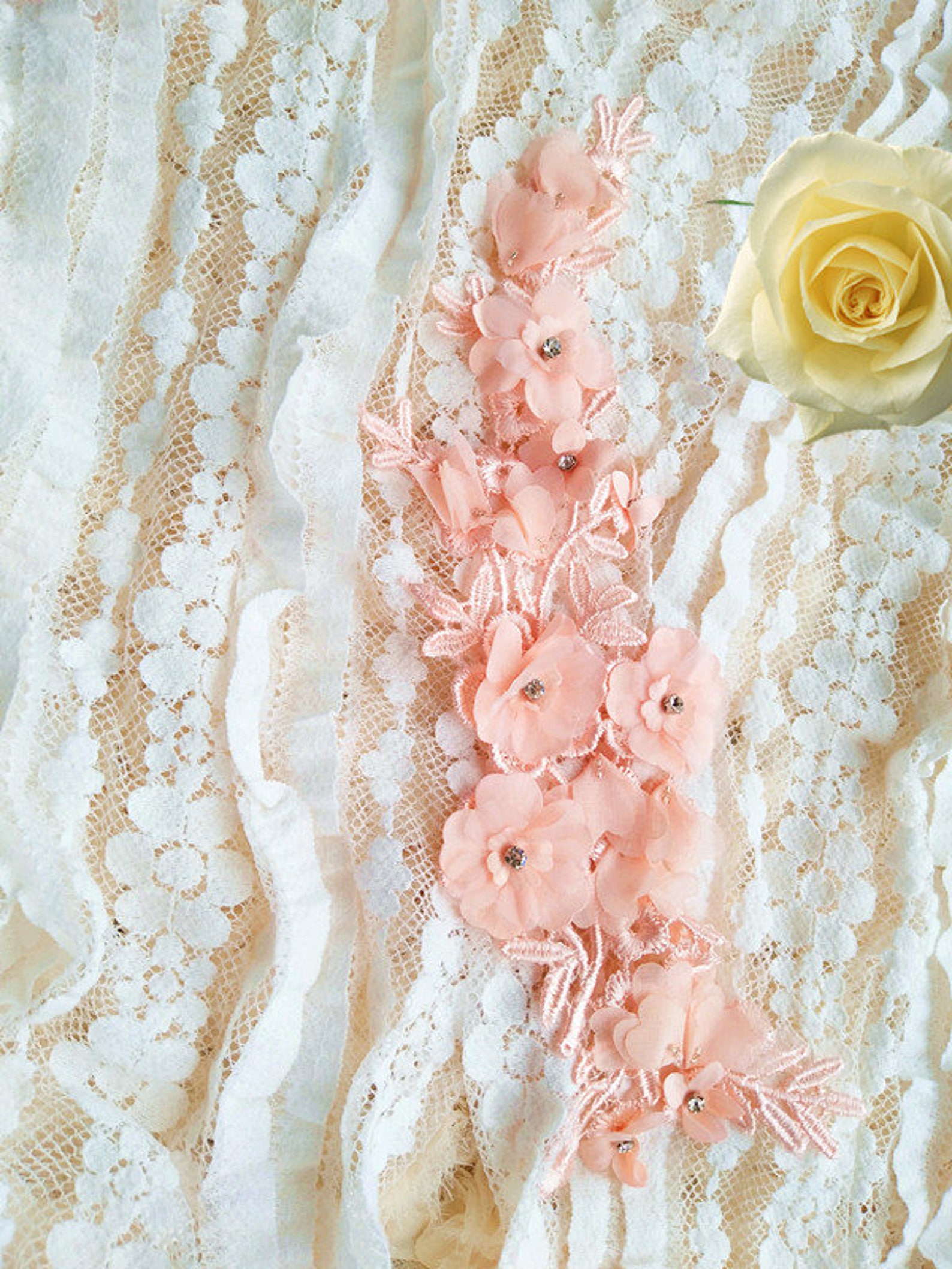 Light Blue Peach Pink Ivory Purple Multi Colors 3D Lace - Etsy