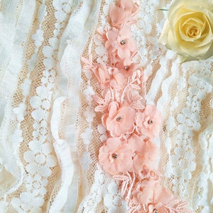 Light Blue Peach Pink Ivory Purple Multi Colors 3D Lace | Etsy