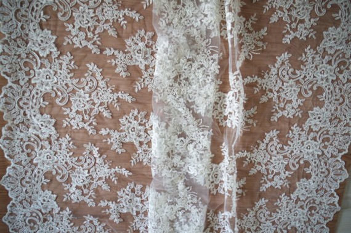 Ivory/ White French Cord Lace Fabric Elegant Fine Gauze | Etsy