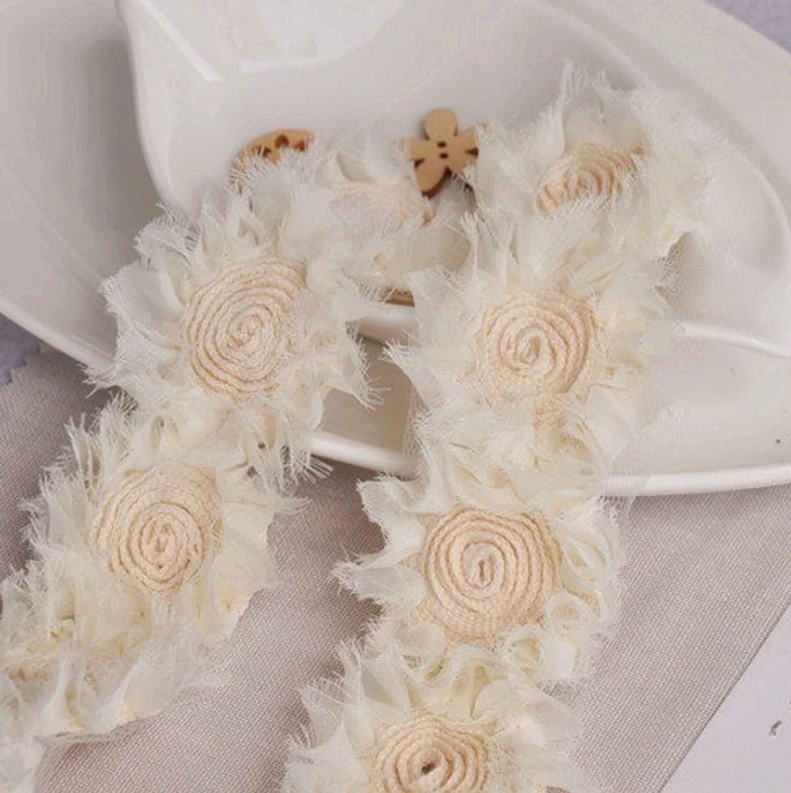 1 Yard Chiffon Florals 3D Flowers Trim 3D Ruffled Chiffon - Etsy