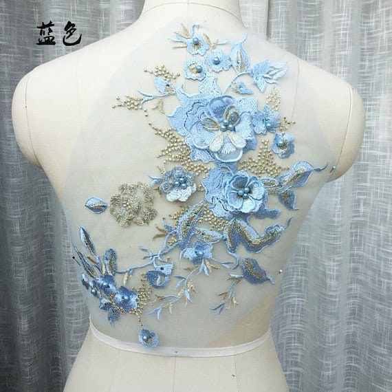 Light Blue 3D Lace Appliques Mix Colors Embroidered 3D - Etsy