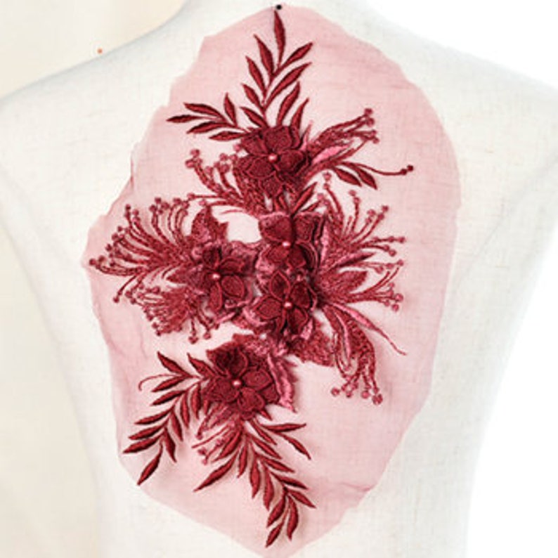 Wine Red 3D Lace Applique Flowers Multi Colors 3D Floral - Etsy