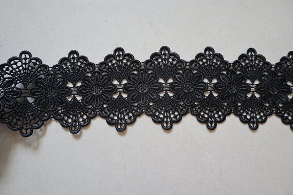 Black Lace Trim Venise Scalloped Lace Fabric 7 Cm Wide Lace | Etsy