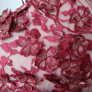 Dark Red 3D Guipure Lace Fabric, Wine Red Elegant Fine Tulle ...