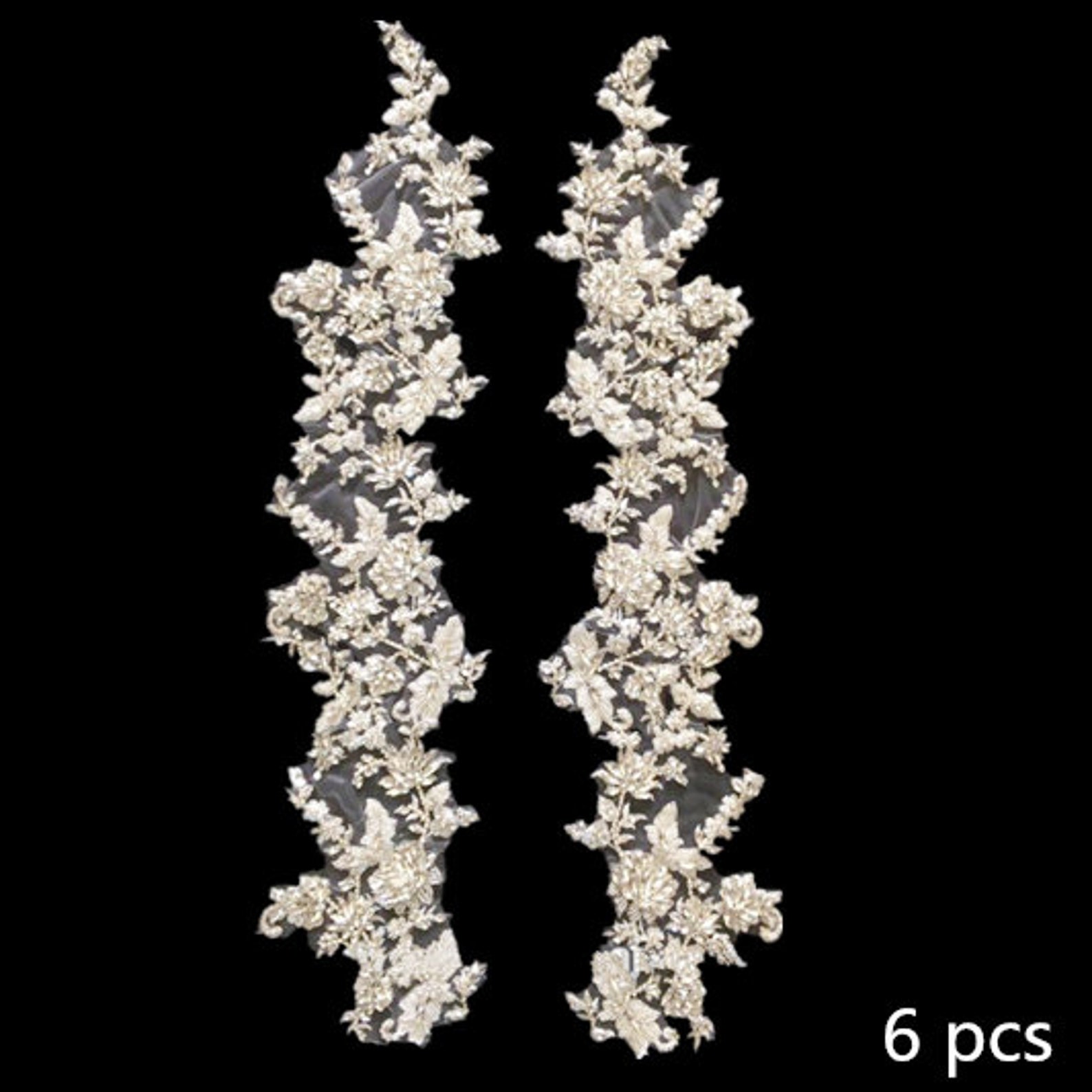 Luxury Crystal Rhinestone Appliques Silver Beaded Lace - Etsy