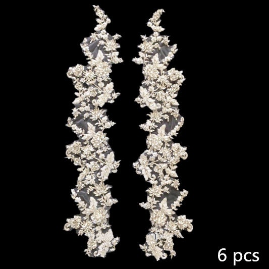Luxury Crystal Rhinestone Appliques Silver Beaded Lace - Etsy
