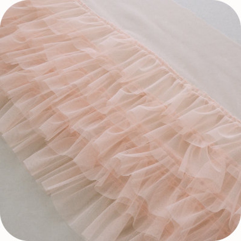 1 yard mint green ruffled tulle Lace Trim blush pink 35 cm | Etsy