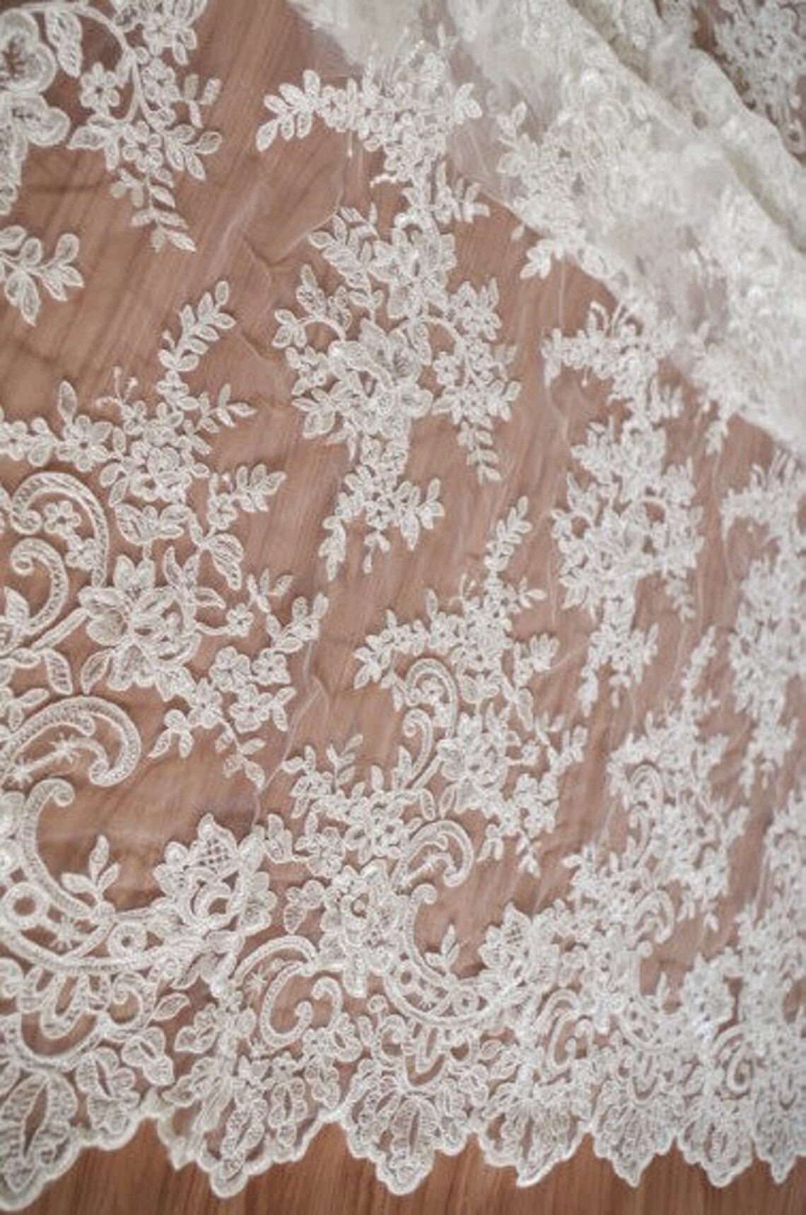 Ivory/ White French Cord Lace Fabric Elegant Fine Gauze | Etsy