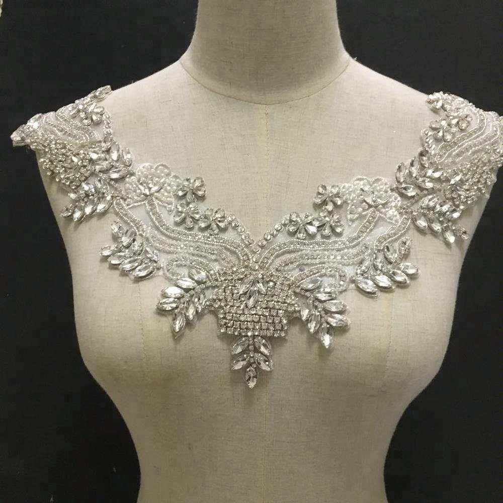 Silver bling crystal V Collar Rhinestone Applique Bridal | Etsy