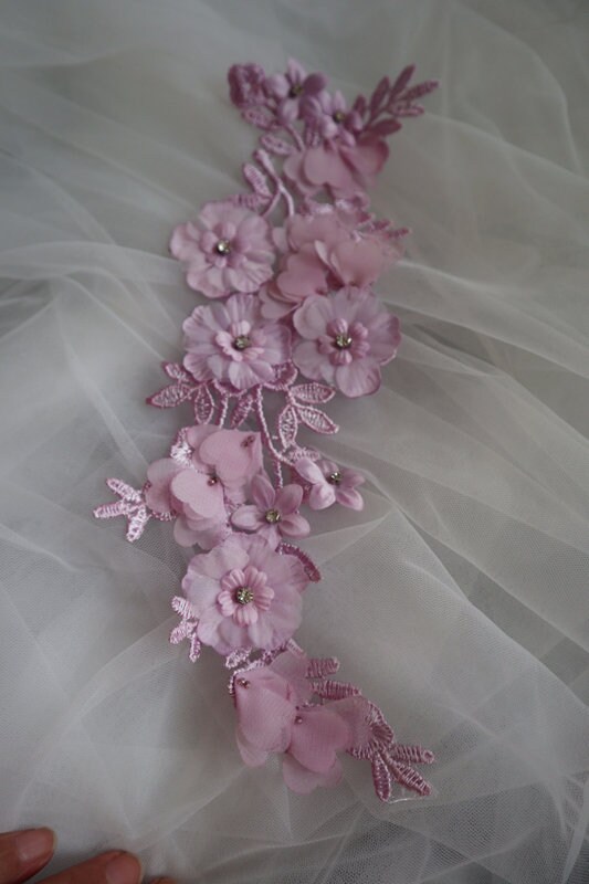 Light Blue Peach Pink Ivory Purple Multi Colors 3D Lace - Etsy