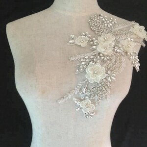 Deluxe Crystal Rhinestone Shoulders Sash Appliques, Ivory Purple 3D ...