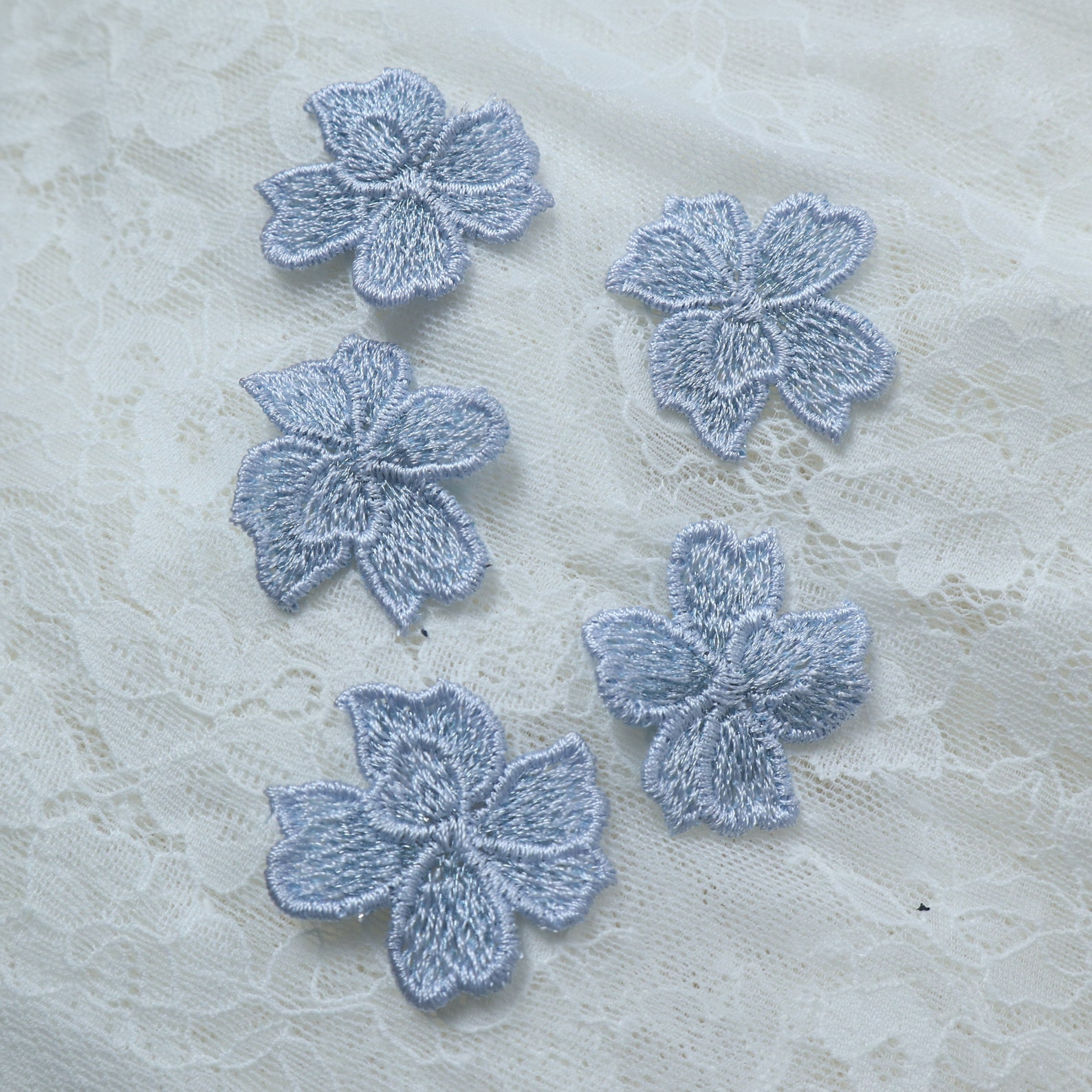 Light Blue Embroidered Flowers, Ivory Bridal Wedding Accessory ...