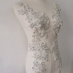 Exquisite Silver Rhinestone Applique Beaded Lace Applique - Etsy