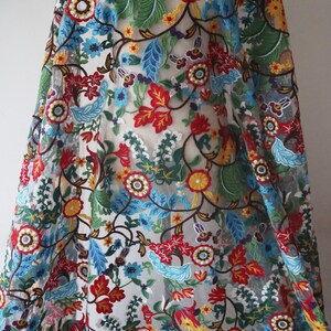 Heavy Embroidered Lace Fabric by the Yard, Multi Colors Embroidery ...