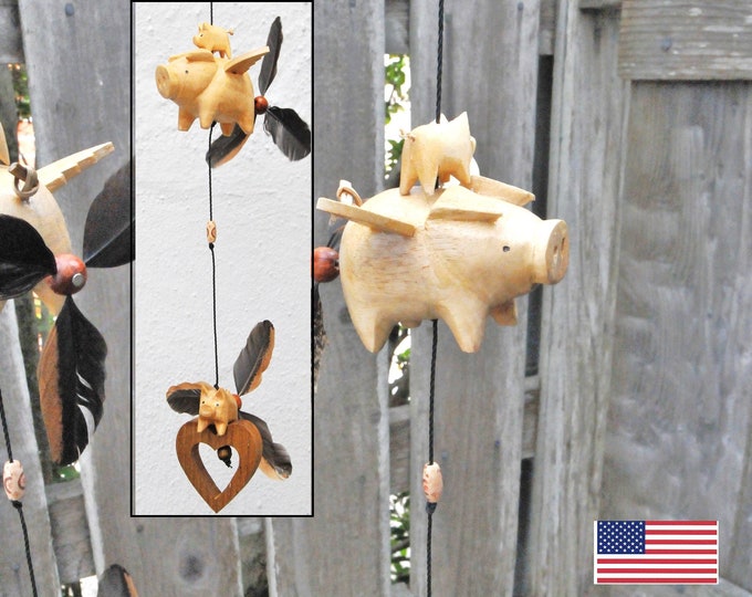 Four Flying Pigs Metal Wind Catcher Spinner Rustic Garden - Etsy
