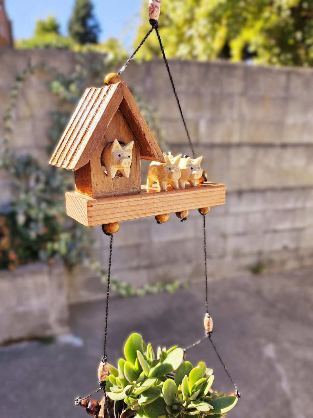 Flying Pig Mobile: Wood Carved Spinner With Coconut Planter - Etsy