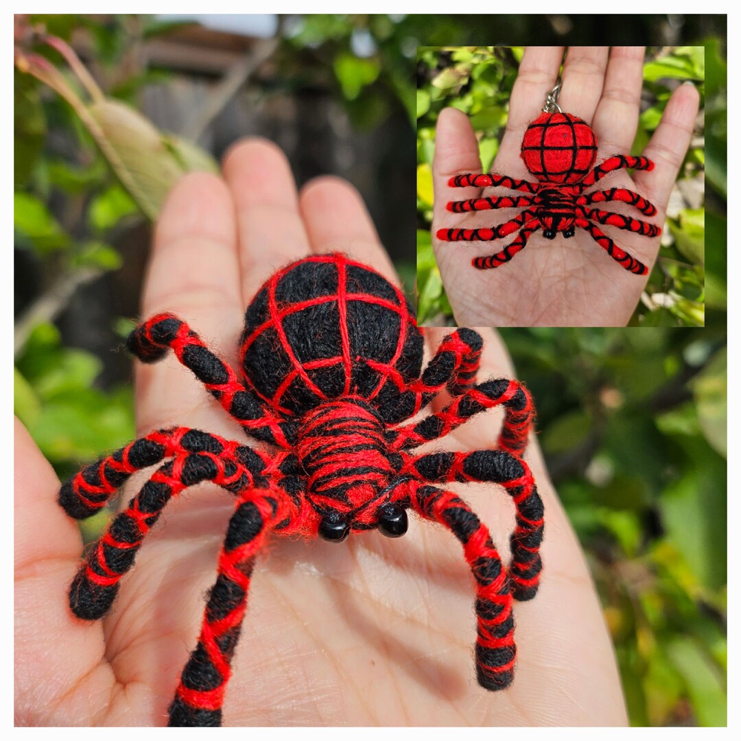 Spiders, Yarn Wrap Around Wire. Red or Black, for Car Mirror Hanger or ...