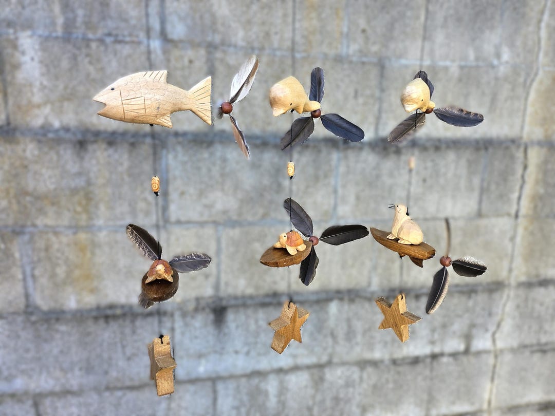 Ocean Animals Wood Carved ,wind Spinner Uv/weatherproof ,changeable ...