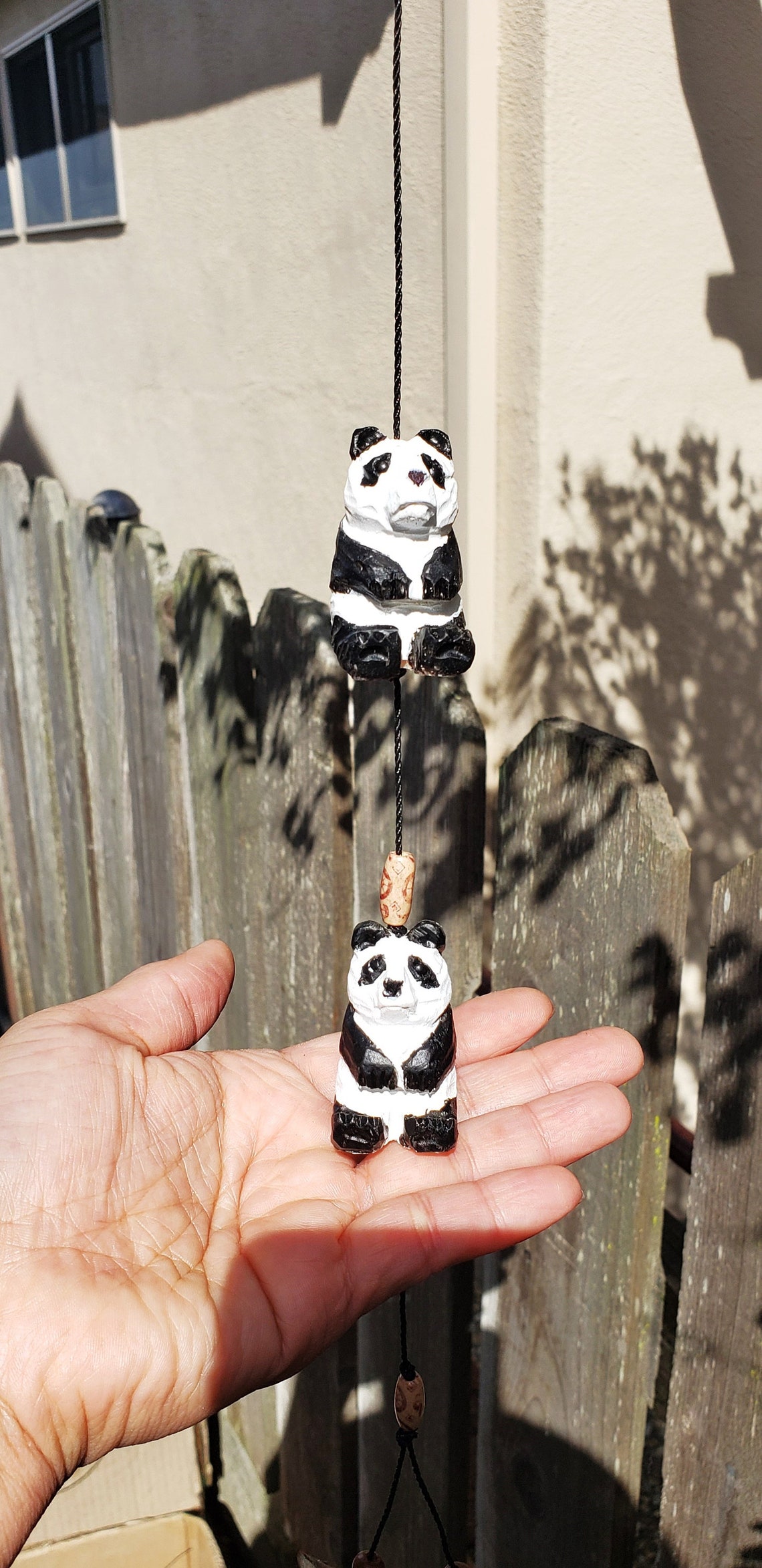 Panda Bear Wood Carving Hanging Airplant indoor or | Etsy